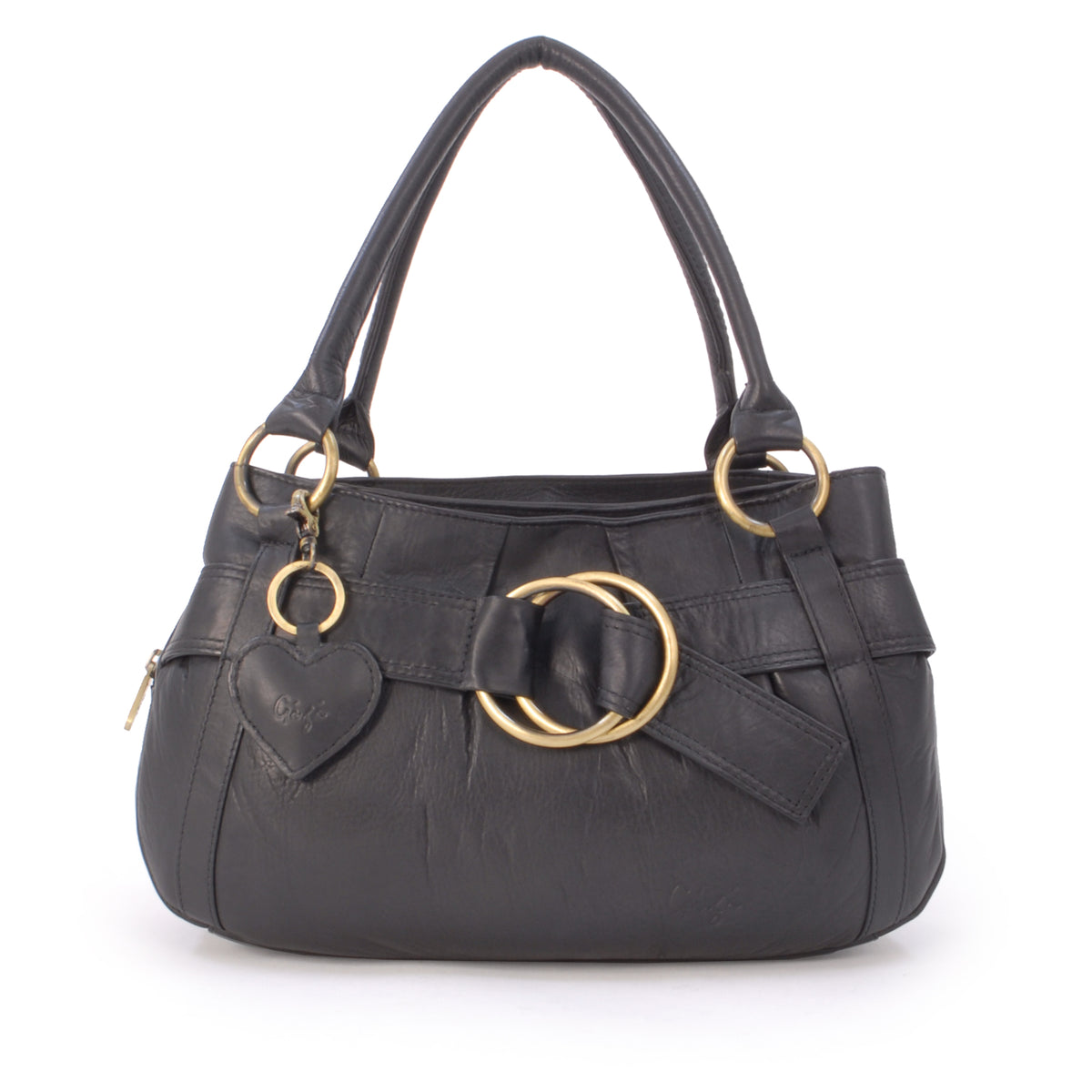 Women's Black Leather Top Handle Handbag | Othello 4466 | Gigi – The ...